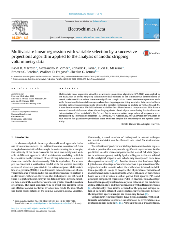 Pdf Multivariate Linear Regression With Variable Selection By A