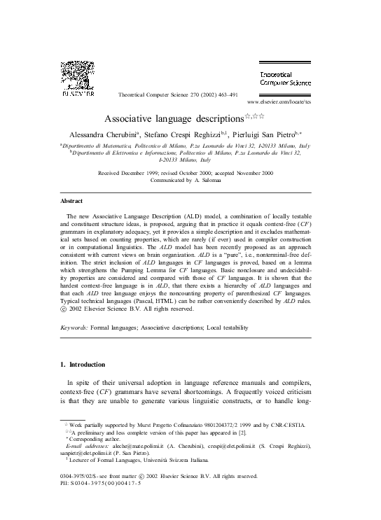 (PDF) Associative language descriptions