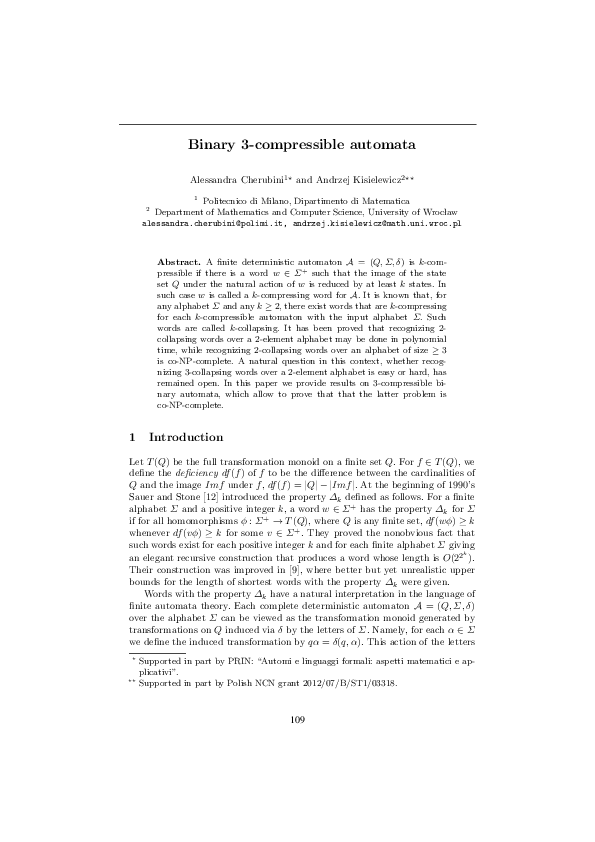 (PDF) Binary 3-compressible automata