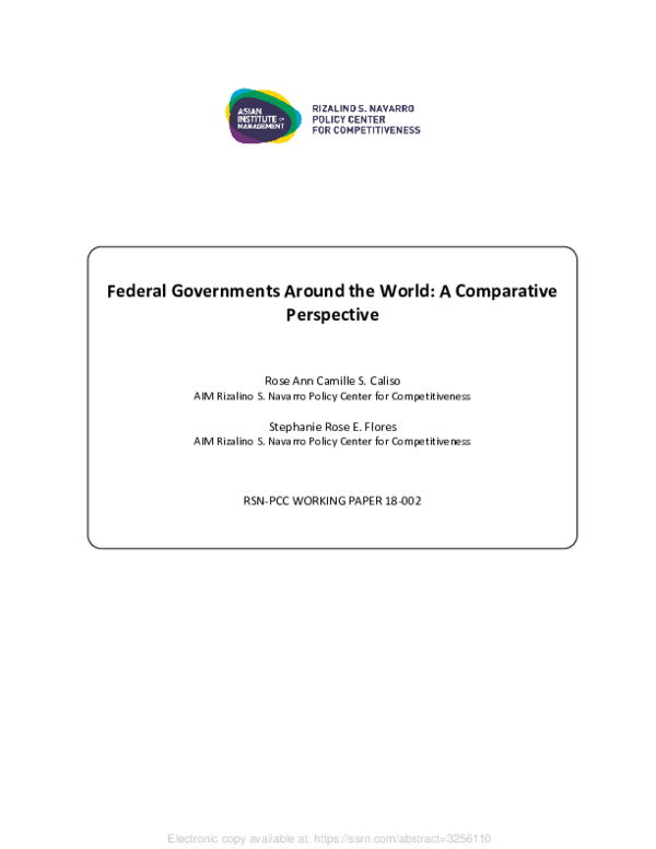 (PDF) Federal Governments Around the World: A Comparative Perspective