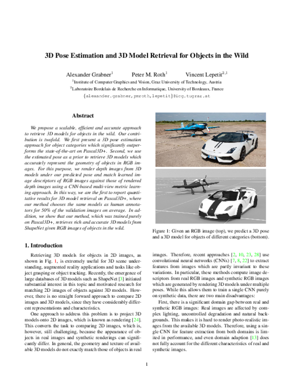 (PDF) 3D Pose Estimation and 3D Model Retrieval for Objects in the Wild