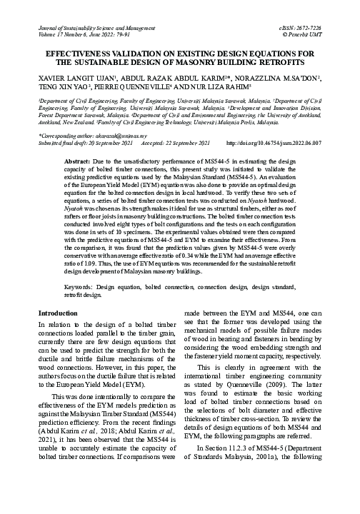 (PDF) Effectiveness Validation on Existing Design Equations for the ...