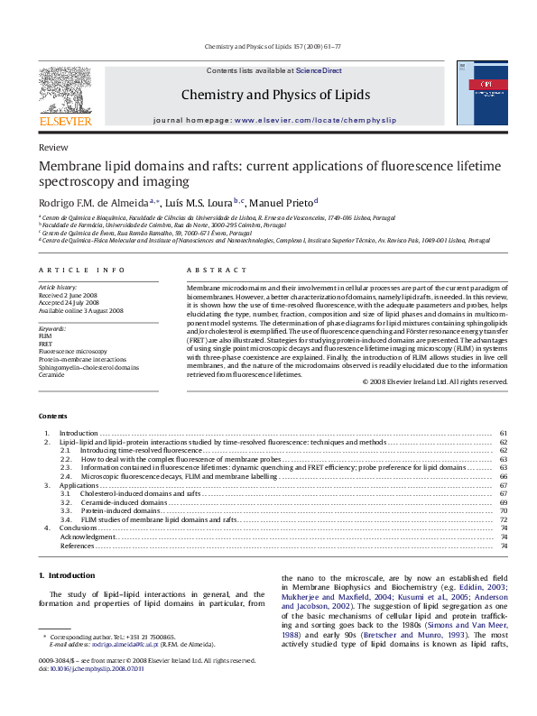 (PDF) Membrane lipid domains and rafts: current applications of ...