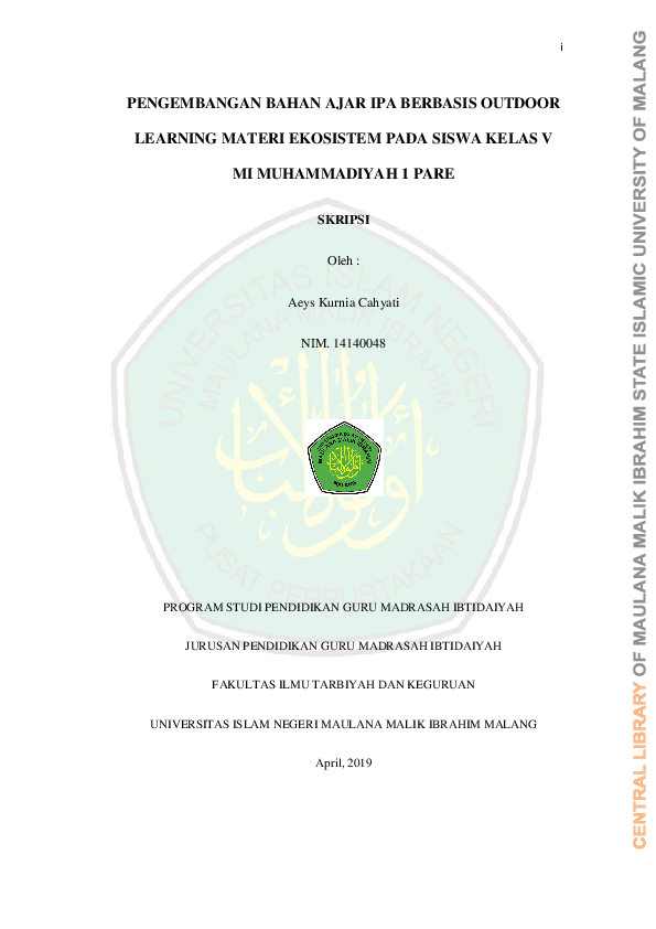 (PDF) Pengembangan bahan ajar IPA berbasis outdoor learning materi ekosistem pada siswa kelas V ...