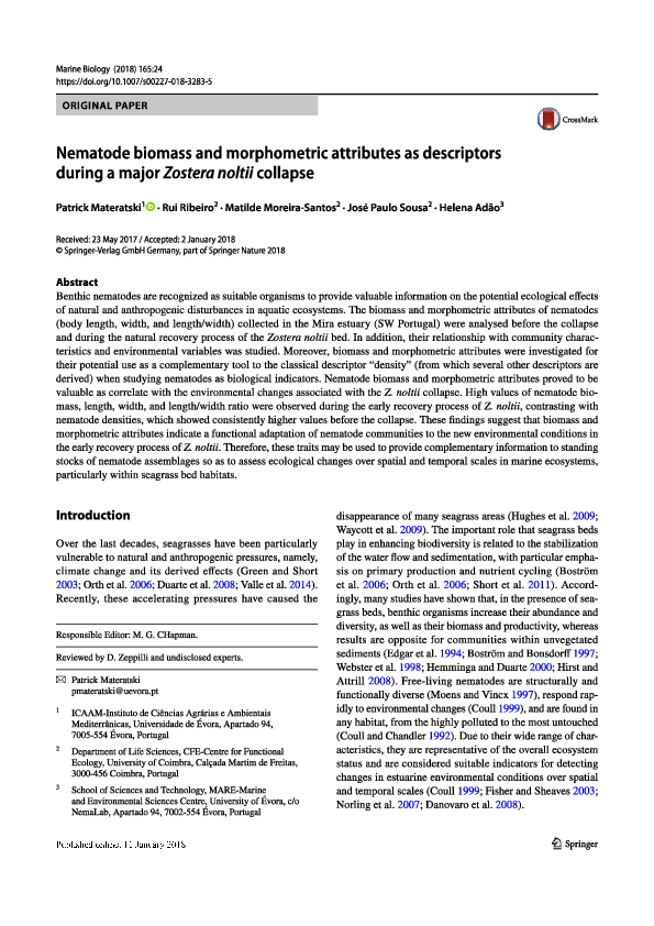 (PDF) Nematode biomass and morphometric attributes as descriptors ...