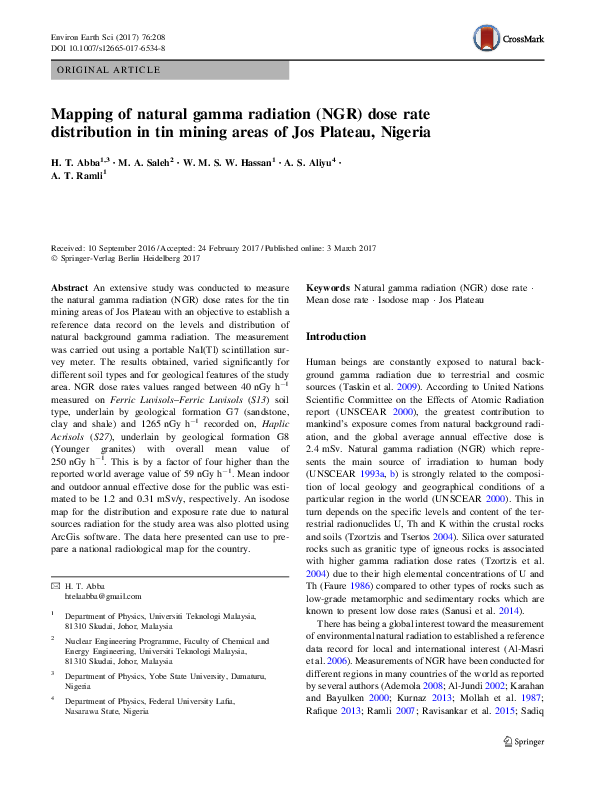 (PDF) Mapping of natural gamma radiation (NGR) dose rate distribution ...