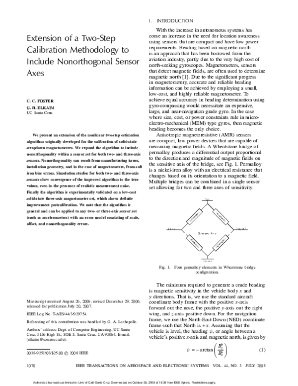 (PDF) Extension of a Non-Linear, Two-Step Calibration Methodology to ...