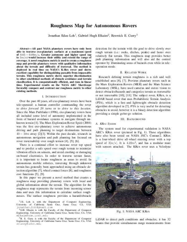 (PDF) Roughness Map for Autonomous Rovers