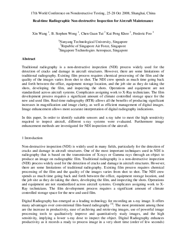 (PDF) Real-time Radiographic Non-destructive Inspection for Aircraft ...