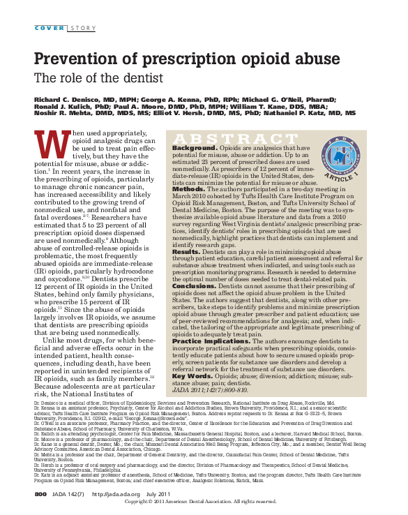 (PDF) Prevention of prescription opioid abuse