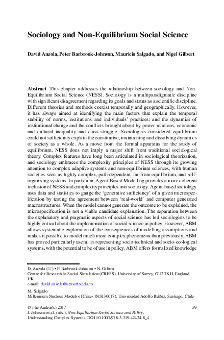 (PDF) Sociology and Non-Equilibrium Social Science