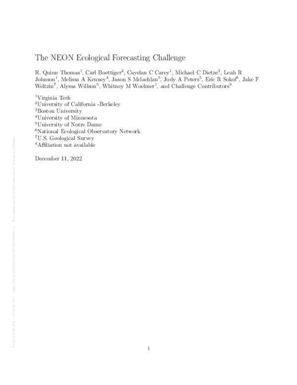 (PDF) NEON Ecological Forecasting Challenge Overview