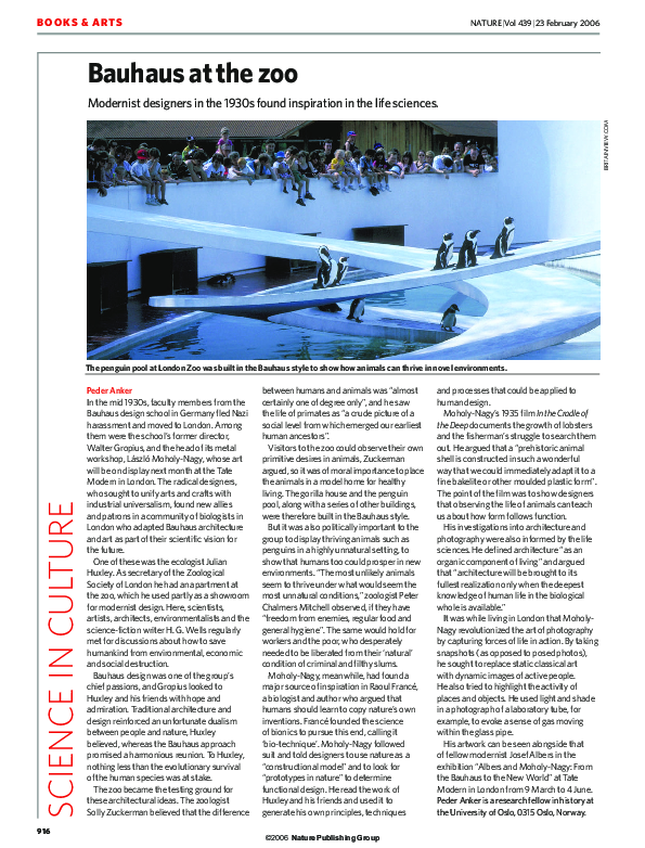 (PDF) Science in culture: Bauhaus at the zoo | Peder Anker - Academia.edu