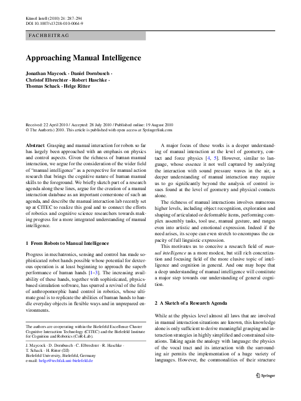 (PDF) Approaching Manual Intelligence