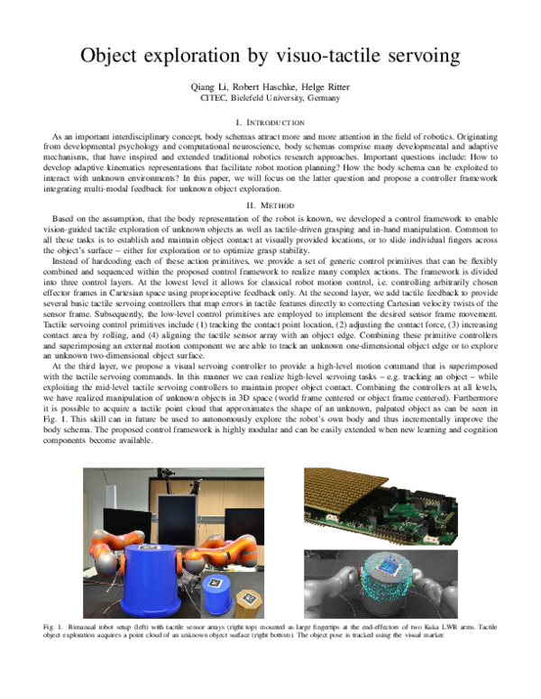 (PDF) Object Exploration by Visuo-tactile Servoing