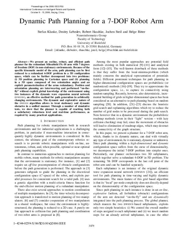 (PDF) Dynamic Path Planning for a 7-DOF Robot Arm
