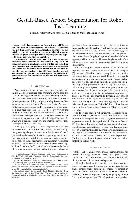 Pdf Gestalt Based Action Segmentation For Robot Task Learning