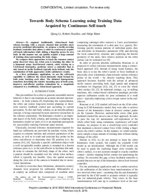 (PDF) Towards body schema learning using training data acquired by ...