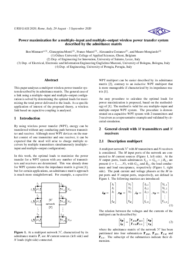 (PDF) Power maximization for a multiple–input and multiple-output wireless power transfer system ...
