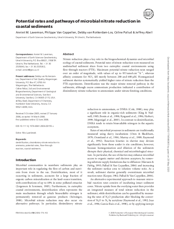 (PDF) Potential rates and pathways of microbial nitrate reduction in ...