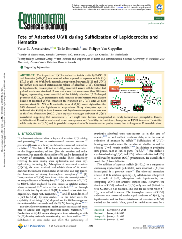 (PDF) Fate of Adsorbed U(VI) during Sulfidization of Lepidocrocite and ...