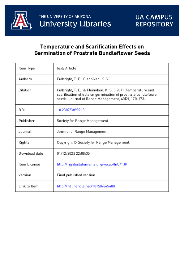 (PDF) Temperature and Scarification Effects on Germination of Prostrate ...