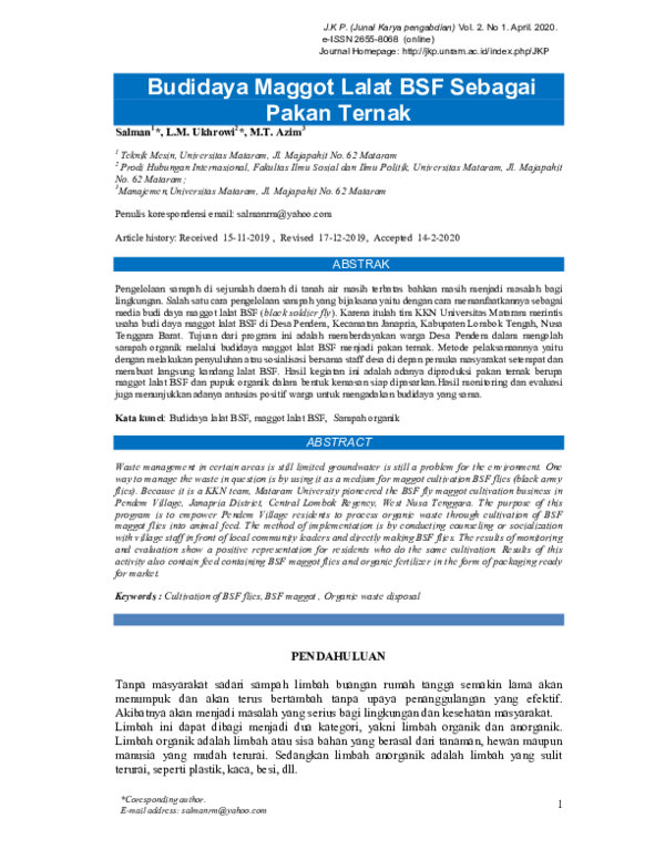 (PDF) Budidaya Maggot Lalat BSF sebagai Pakan Ternak