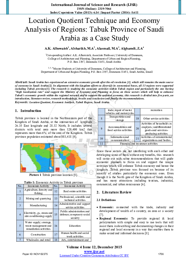 (PDF) Location Quotient Technique and Economy Analysis of Regions ...