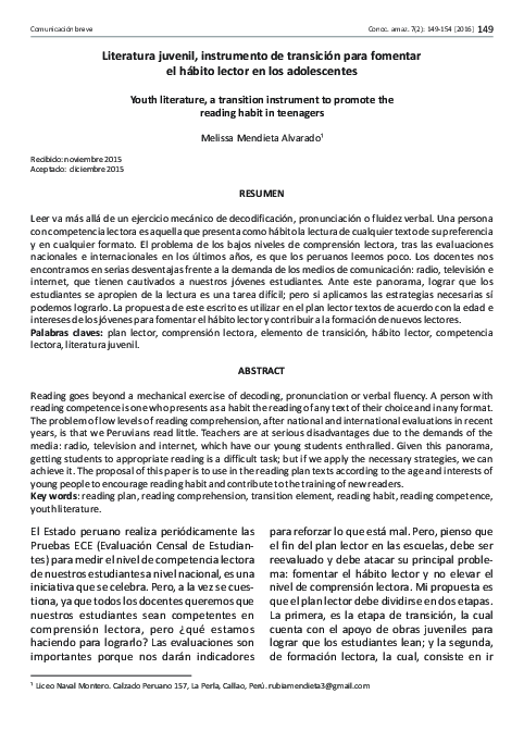(PDF) Literatura juvenil, instrumento de transición para fomentar el ...