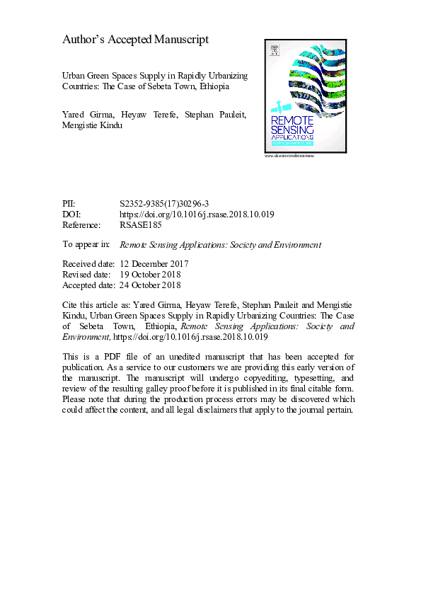 (PDF) Urban green spaces supply in rapidly urbanizing countries: The ...