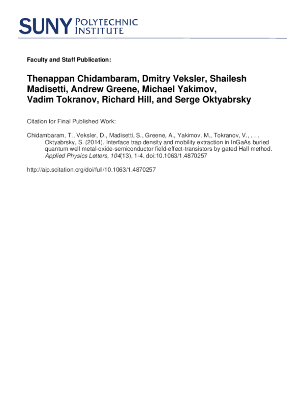 (PDF) Interface trap density and mobility extraction in InGaAs buried ...