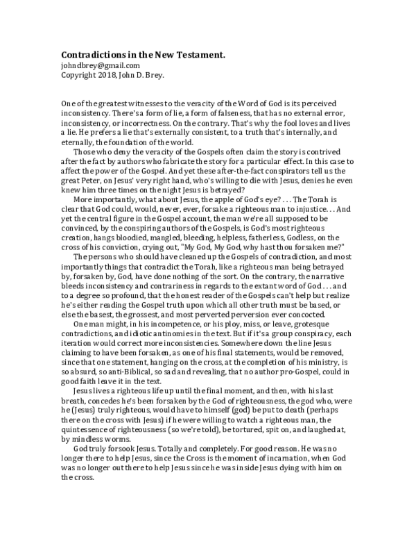 (PDF) Contradictions in the New Testament.