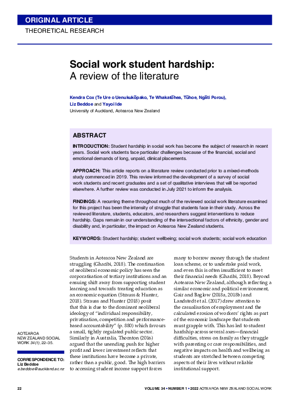 (PDF) Social work student hardship