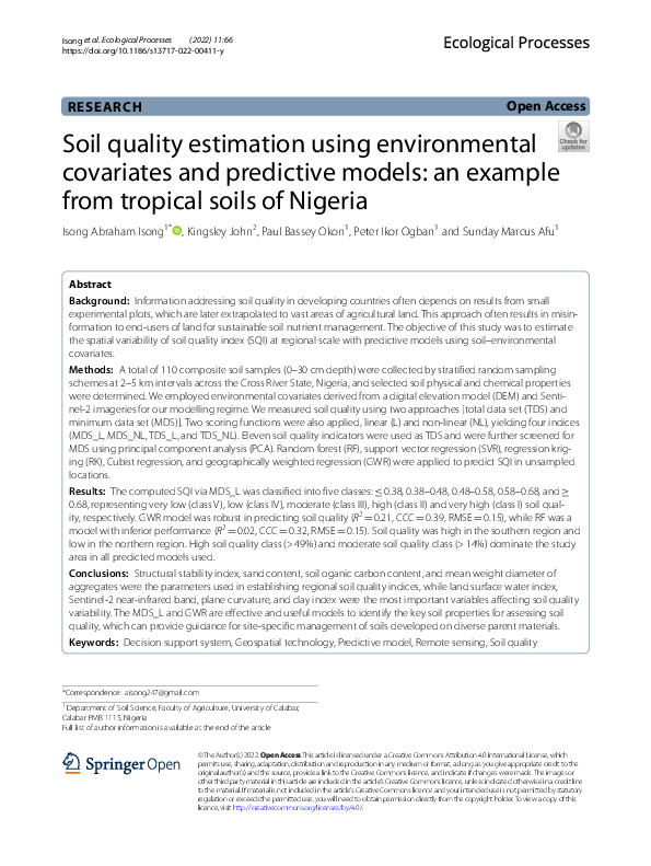 (PDF) Soil quality estimation using environmental covariates and ...