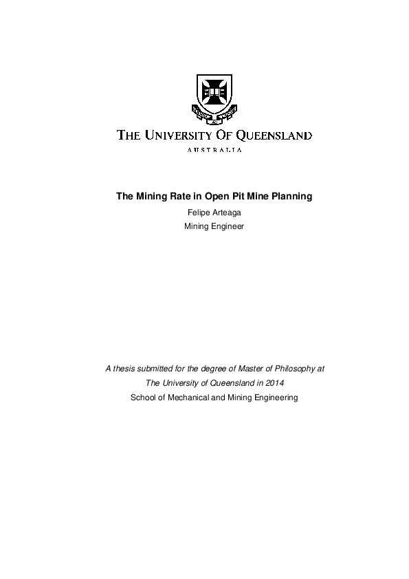 (PDF) The mining rate in open pit mine planning