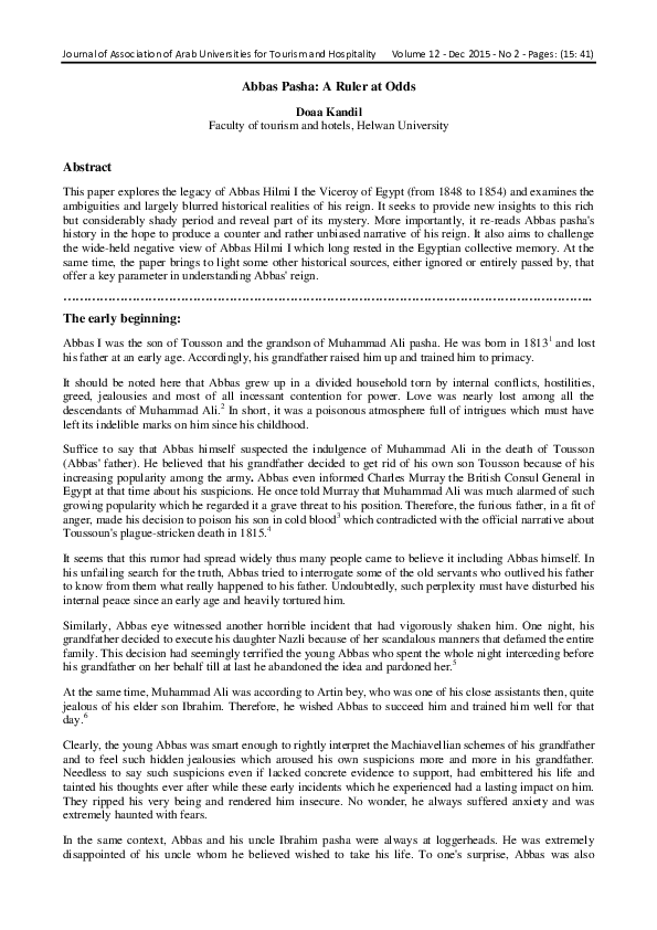 (PDF) Abbas Pasha: A Ruler at Odds