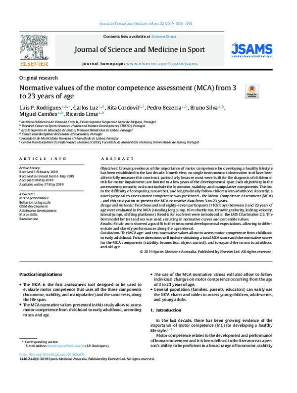 (PDF) Normative values of the motor competence assessment (MCA) from 3 ...