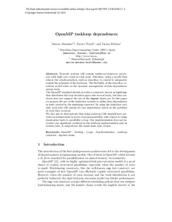 (PDF) OpenMP Taskloop Dependences