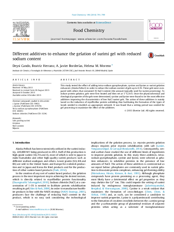 (PDF) Different additives to enhance the gelation of surimi gel with ...