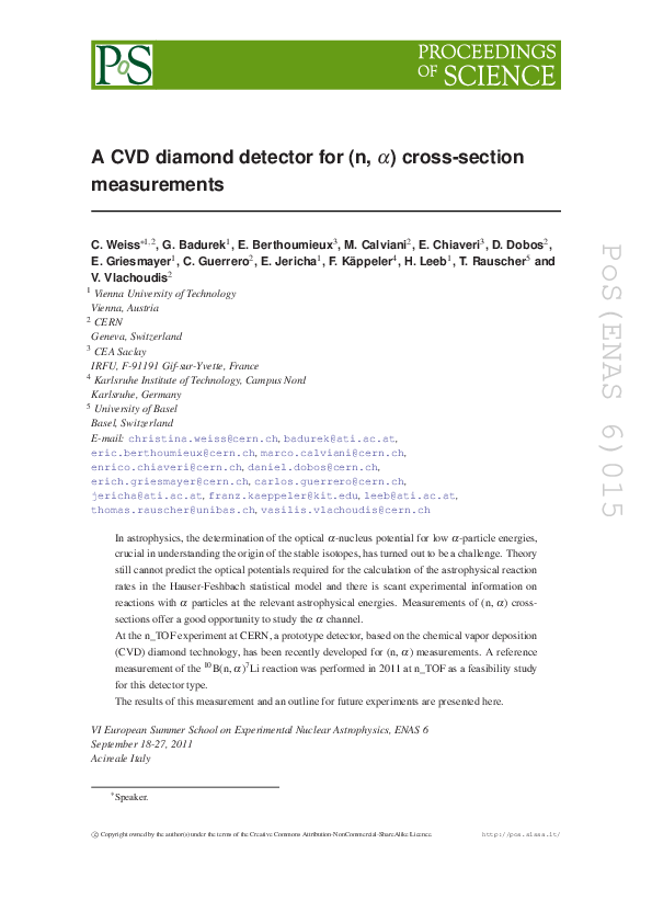 (PDF) A CVD diamond detector for (n,alpha) cross section measurements