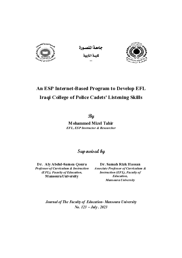 (PDF) An ESP Internet-Based Program to Develop EFL Iraqi College of ...