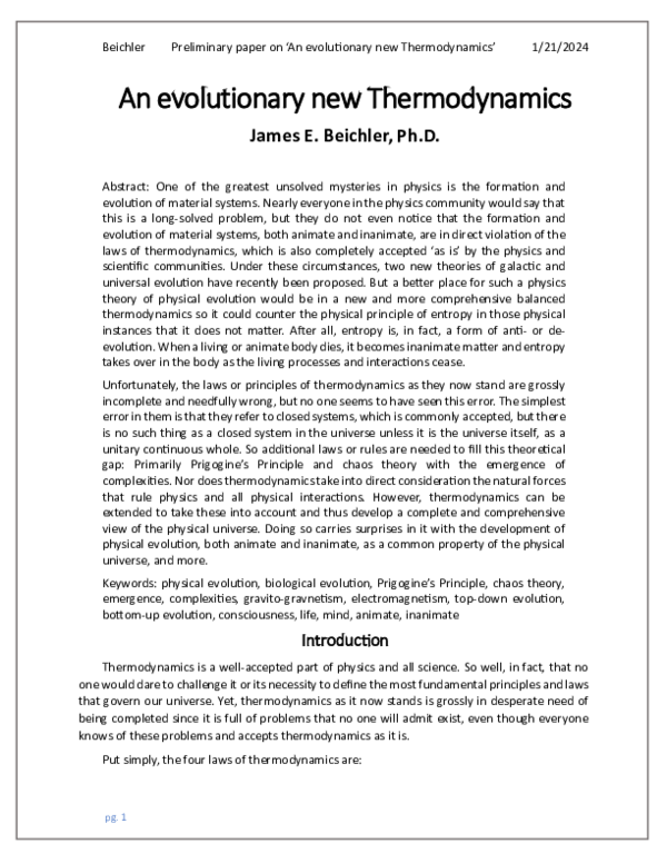 (PDF) An evolutionary new Thermodynamics
