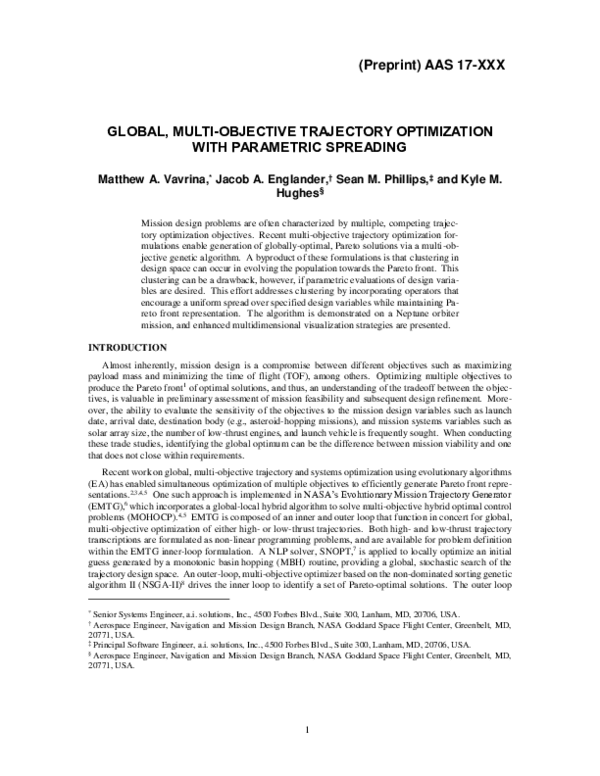 (PDF) Global, Multi-Objective Trajectory Optimization With Parametric Spreading