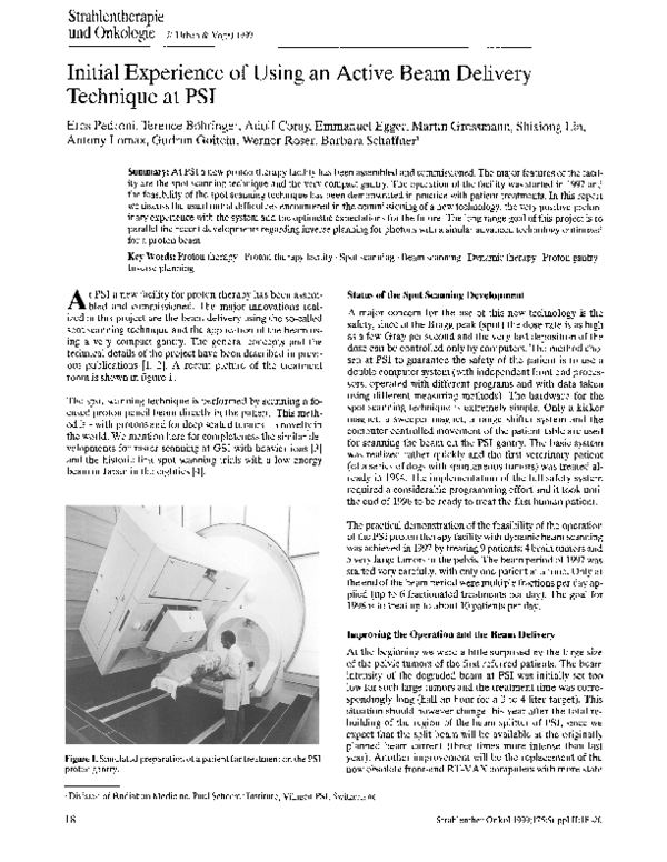 (PDF) Initial experience of using an active beam delivery technique at PSI