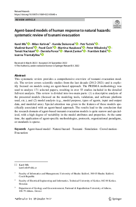 (PDF) Agent-based models of human response to natural hazards: systematic review of tsunami ...