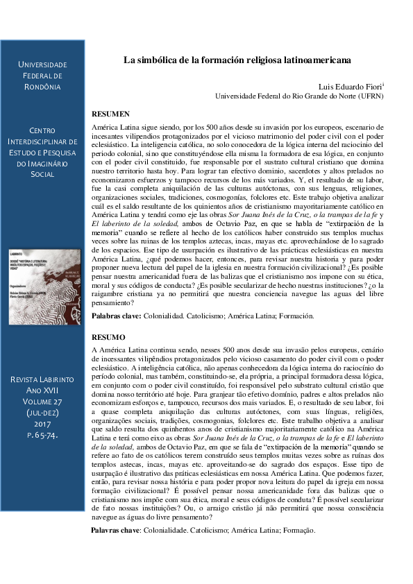 (PDF) La Simbólica De La Formación Religiosa Latinoamericana