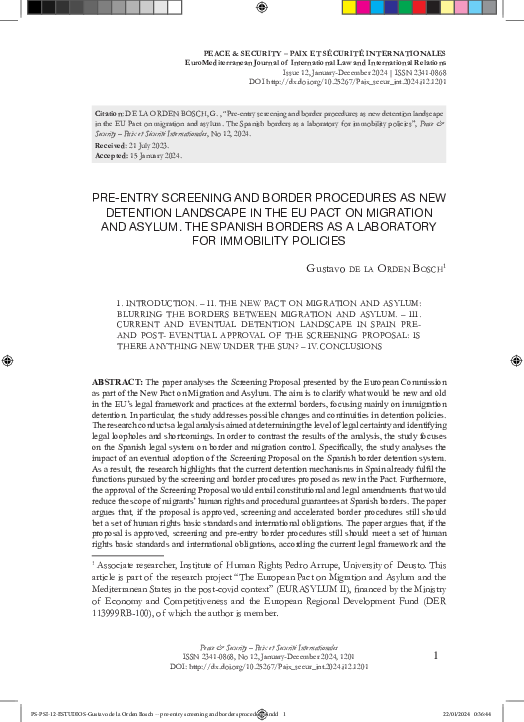 (PDF) Pre-entry screening and border procedures as new detention landscape in the EU Pact on ...