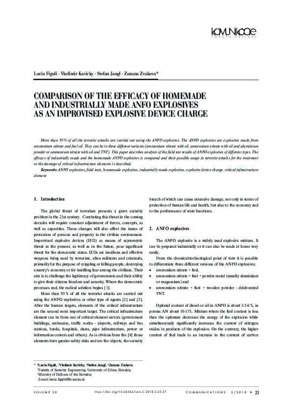 (PDF) Comparison of the Efficacy of Homemade and Industrially Made ANFO ...