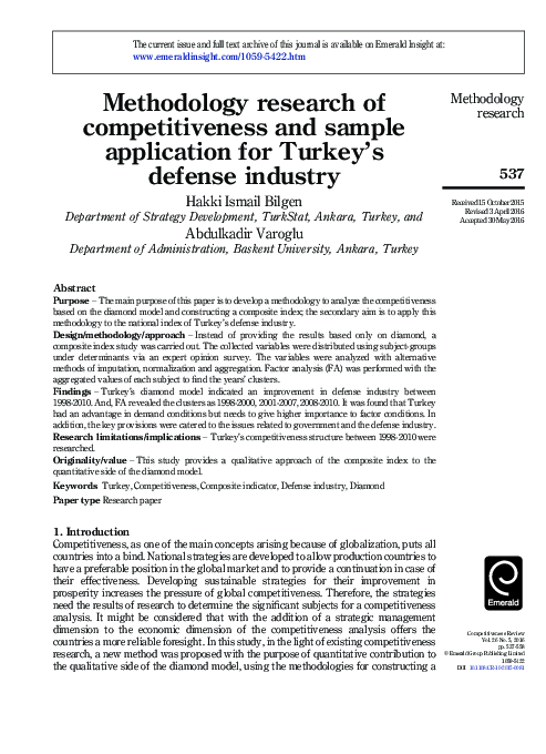 (PDF) Methodology research of competitiveness and sample application ...