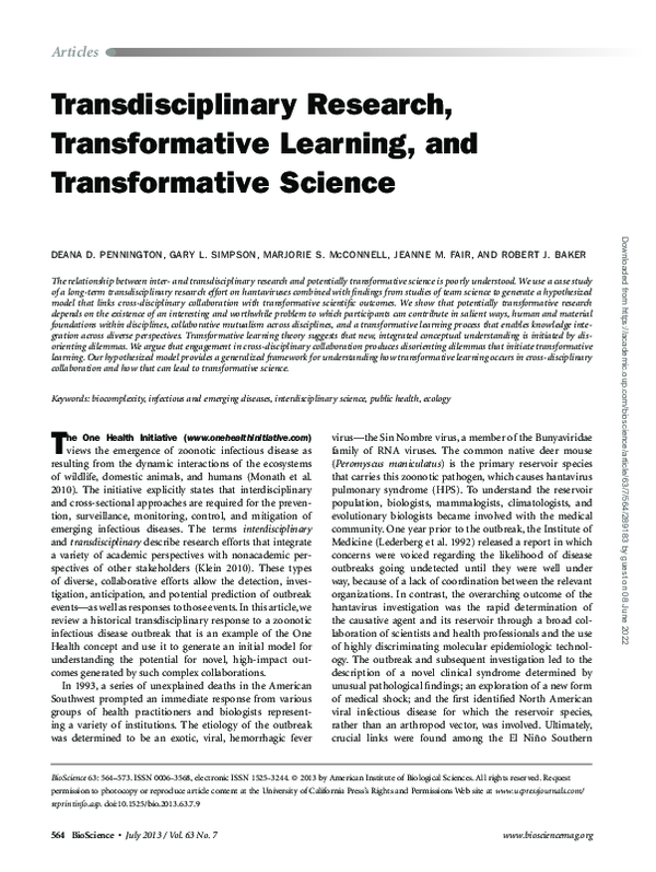 (PDF) Transdisciplinary Research, Transformative Learning, and ...